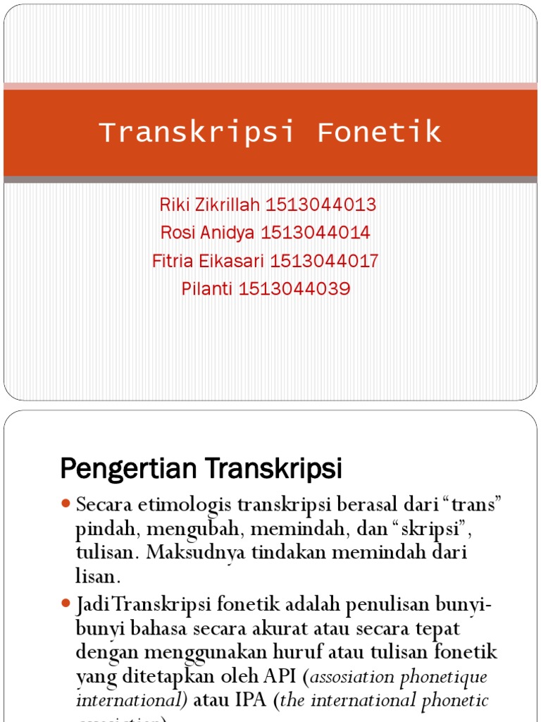 Transkripsi Fonetik | PDF | Seni & Disiplin Bahasa | Seni