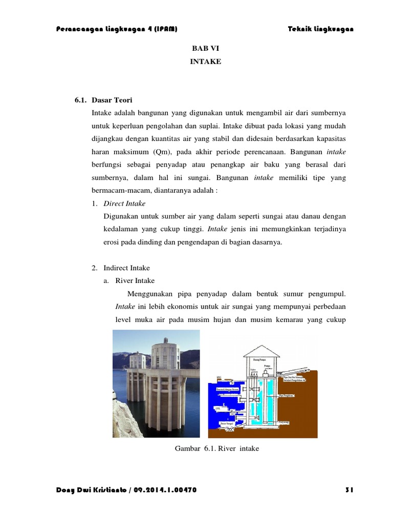 Desain Bangunan Intake Air Bersih | PDF | Teknologi & Rekayasa