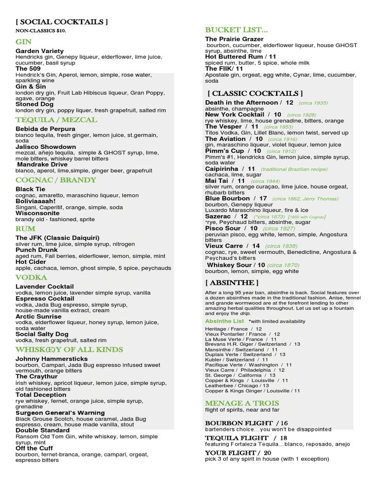 GIN Bucket List : (Social Cocktails) | PDF | Distilled Drinks | Drink