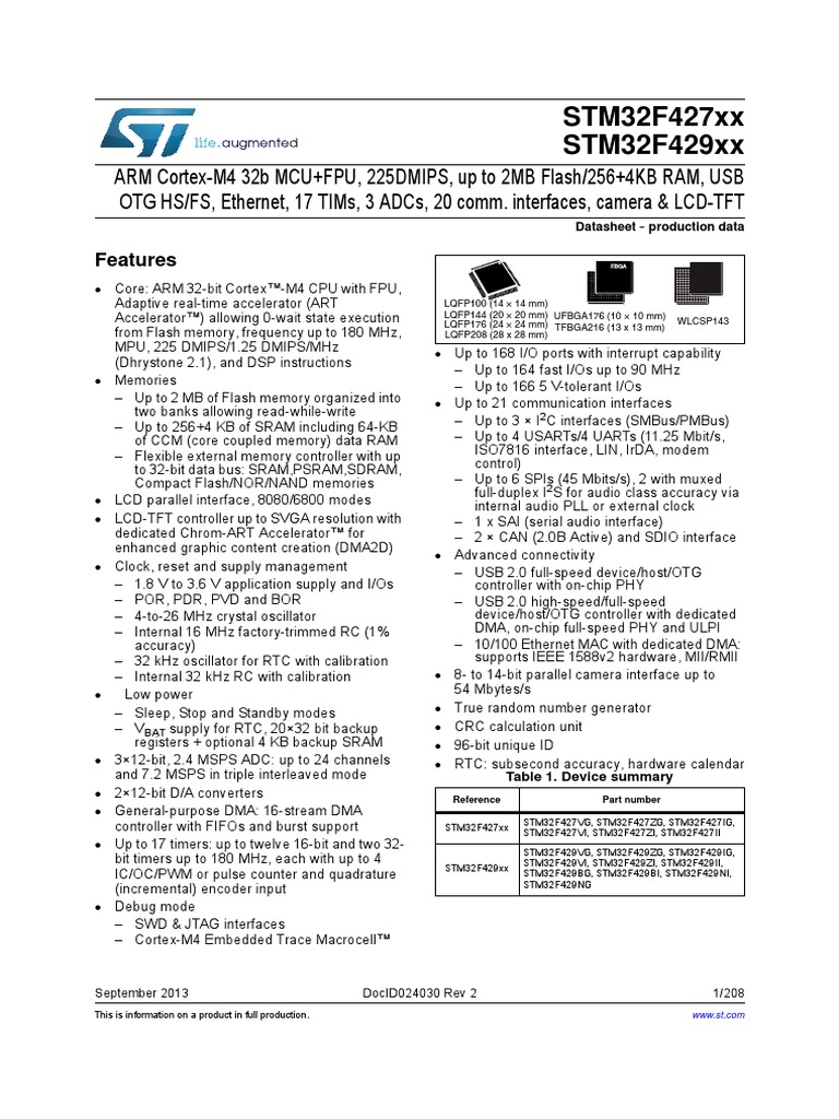 stm32f429 DM00071990 | PDF | Secure Digital | Flash Memory