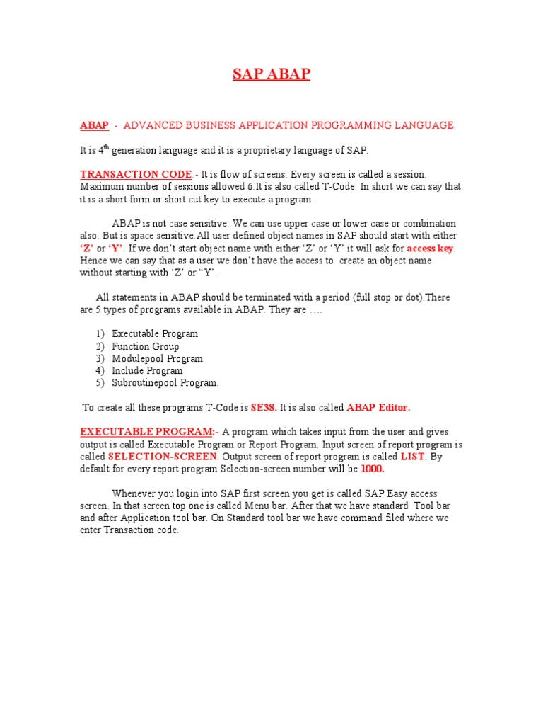 ABAP Programming Basics and Guidelines | PDF | Parameter (Computer ...