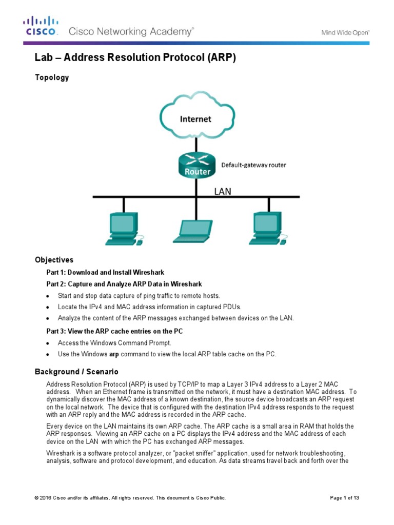 3.4.3.5 Lab - Address Resolution Protocol (ARP) | Computer Network | Internet Architecture