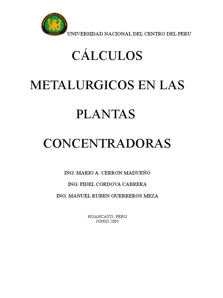 Cálculos Metalúrgicos en Plantas | PDF | Molino (molienda) | Engranaje