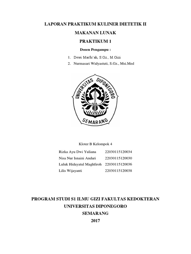 Menu Diet Makanan Lunak untuk Pasien | PDF