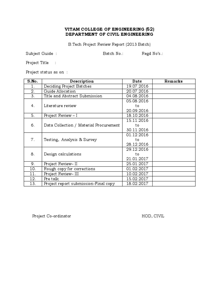 B.Tech Civil Engineering Project Timeline | PDF | Science | Engineering