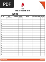 Monthly First Aid Log Sheet Blank | PDF