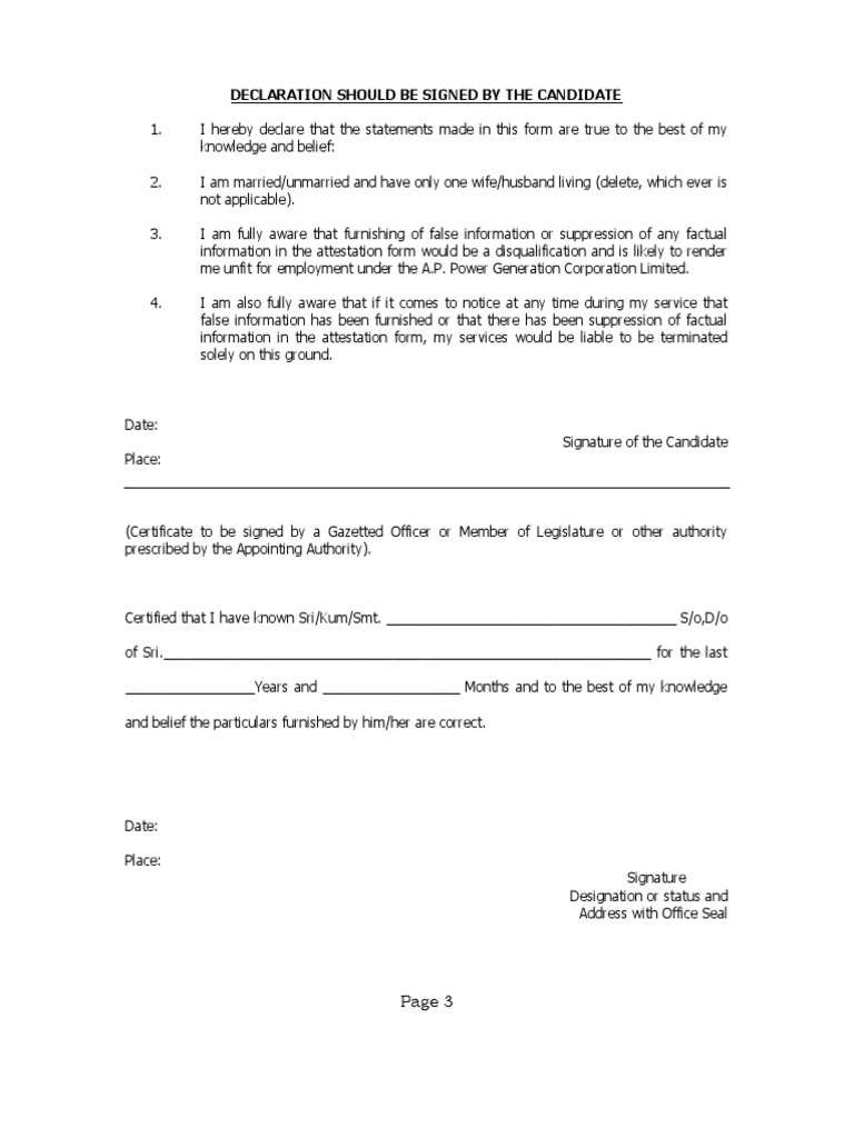 Apgenco 2012 Declaration Form 22032012 | PDF | Career & Growth | Politics