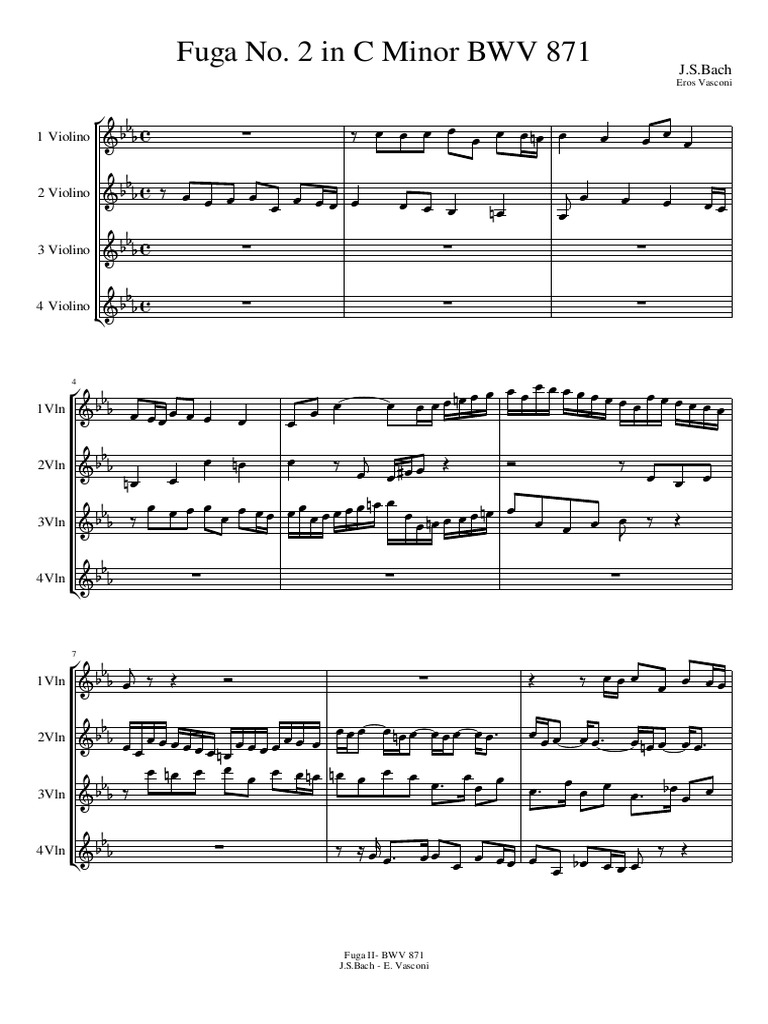 Bach Fuga II BWV 871-Partitura - e - Parti | PDF