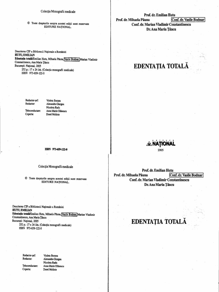 Edentatia Totala - Hutu 2005 | PDF