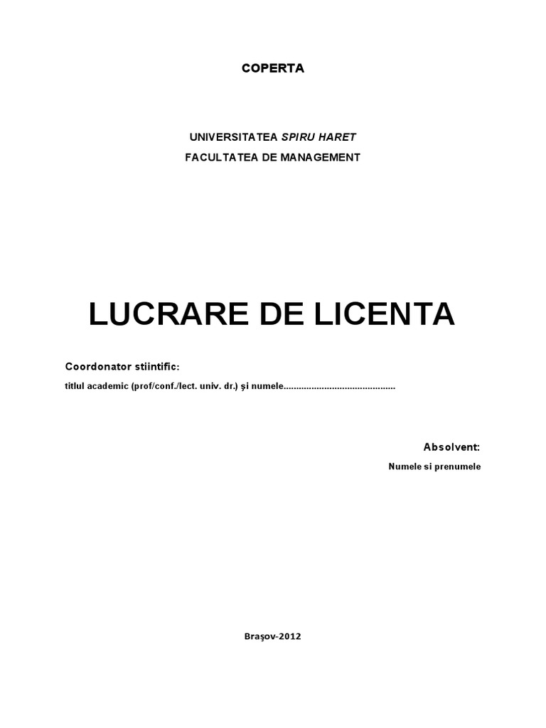 Model Coperta Licenta Spiru Haret | PDF