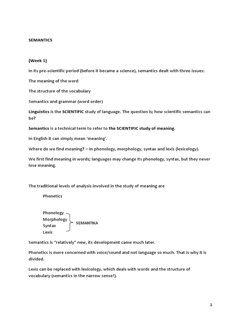 Skripta Week 1 To Week 4 Semantika Zic-Fuchs | PDF | Dictionary | Linguistics