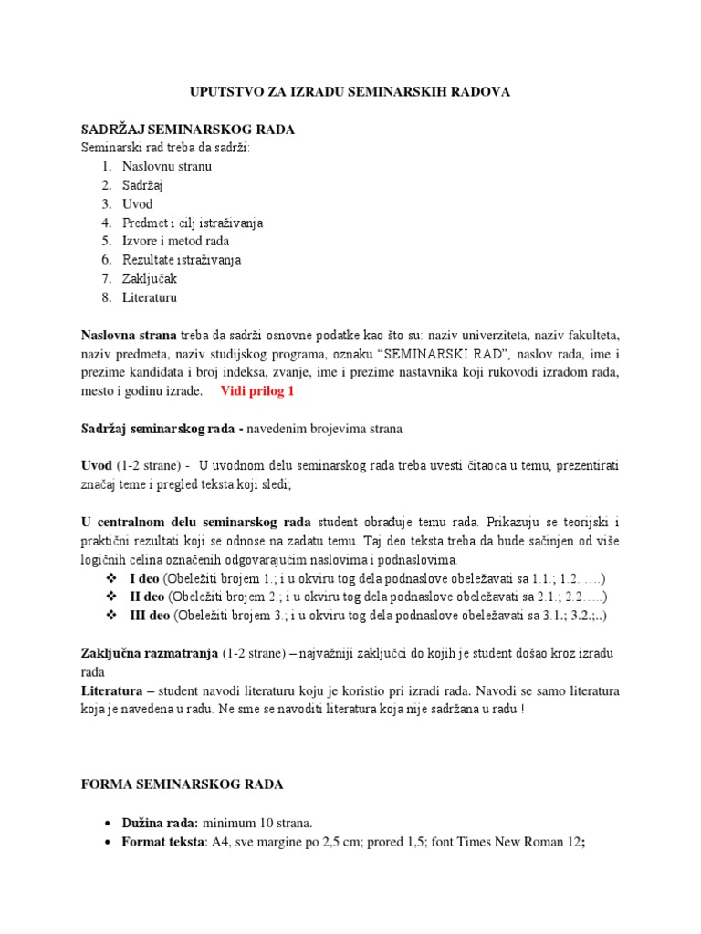 Kako Napisati Seminarski | PDF