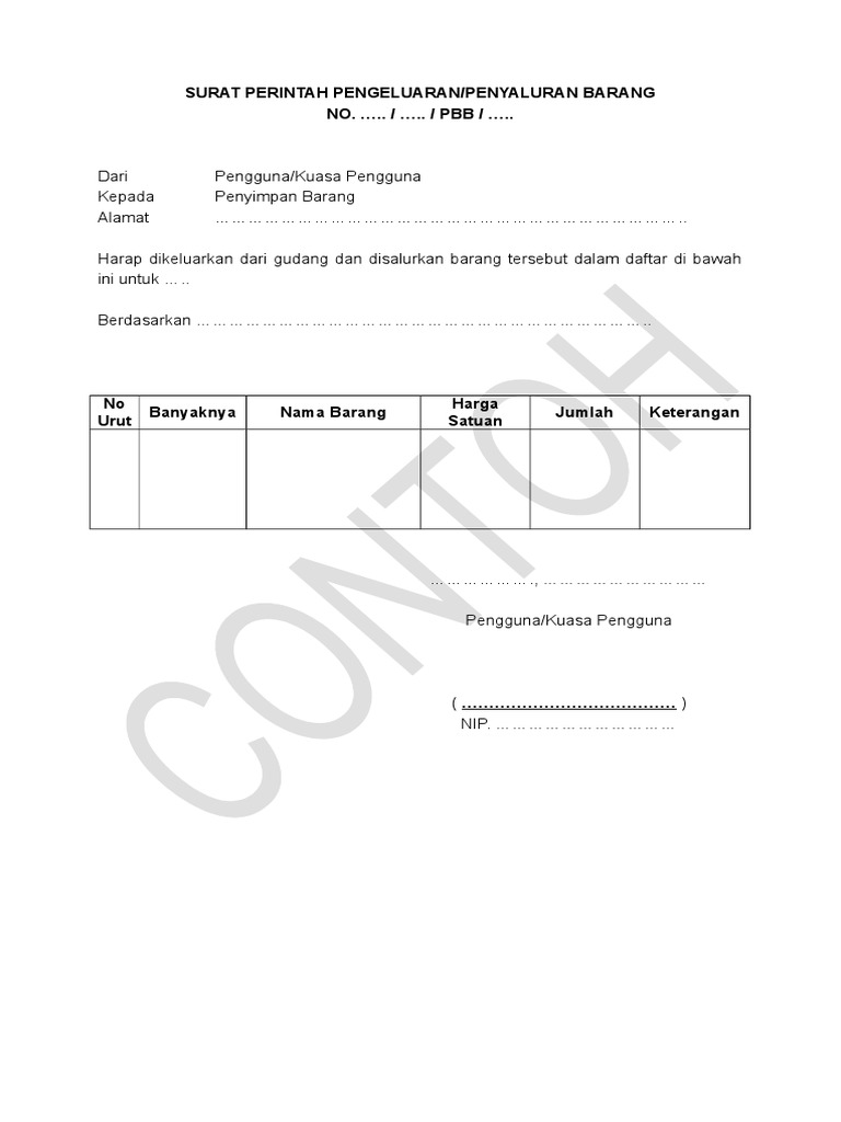 Surat Perintah Pengeluaran Barang | PDF