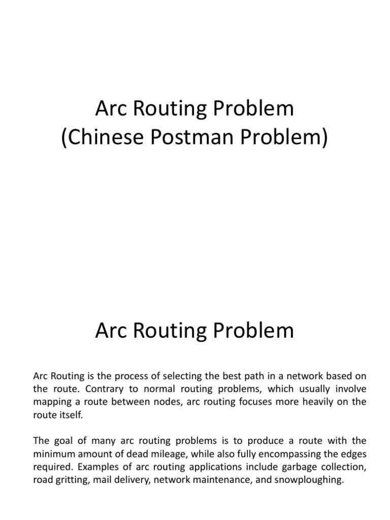 Arc Routing Problem (Chinese Postman Problem) | PDF