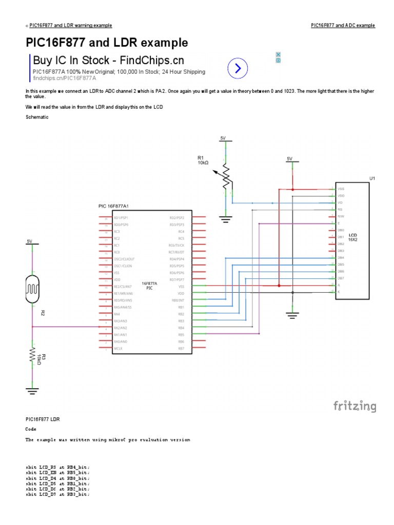 PIC16F877 ADC with LDR Example | PDF | Computers