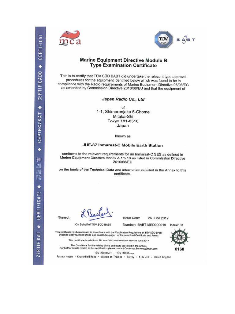 Jue-87 Type Approval | PDF