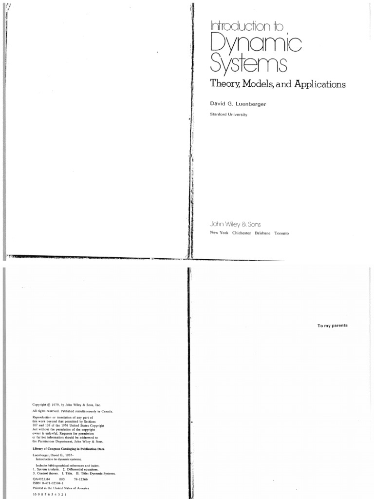 Introduction To Dynamical System by Luenberger PDF | PDF