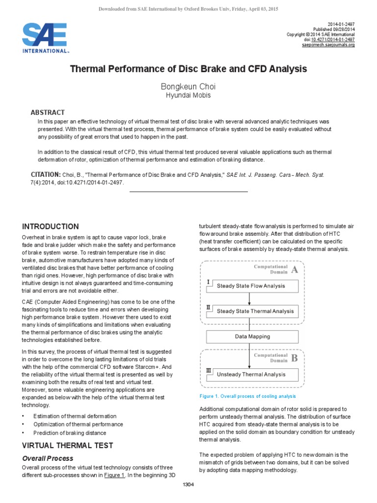 Thermal Performance of Disc Brake and CFD Analysis | PDF | Brake ...