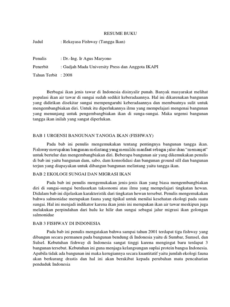 Resume Buku Fish Way - Dr.-Ing. Ir. Agus Maryono | PDF