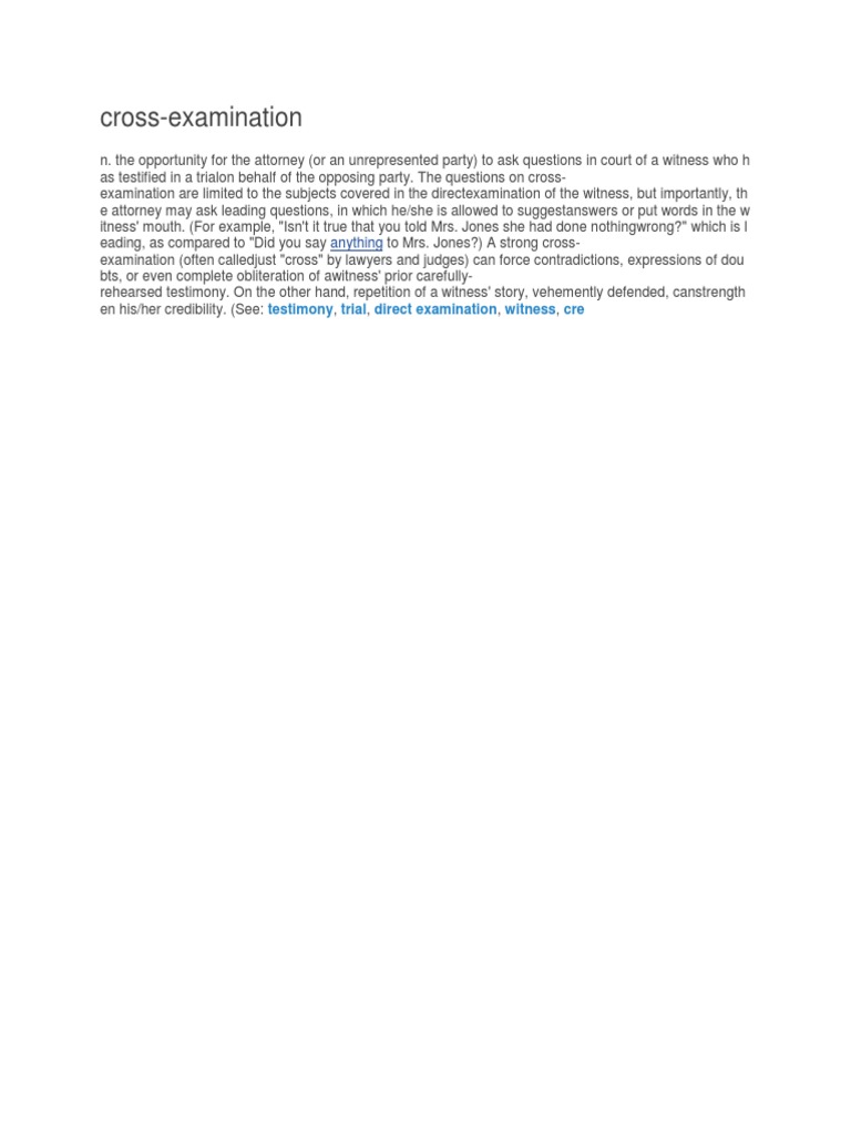 Understanding Cross-Examination in Trials | PDF
