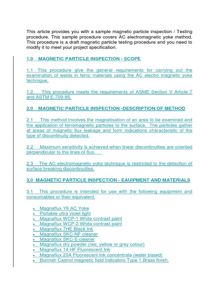 This Article Provides You With A Sample Magnetic Particle Inspection ...