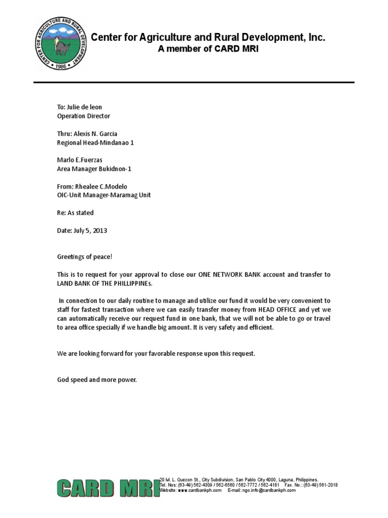 Bank Letter | PDF | Business