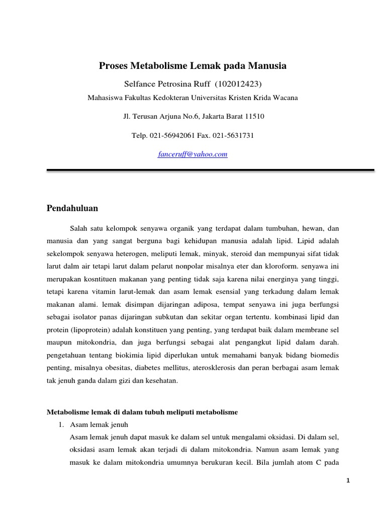 Metabolisme Lemak dan Lipoprotein Manusia | PDF