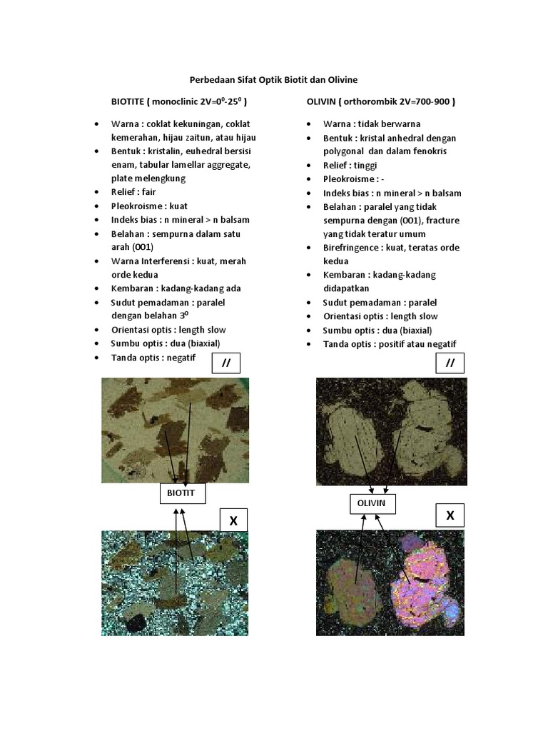 Sifat Optik Biotit dan Olivin | PDF