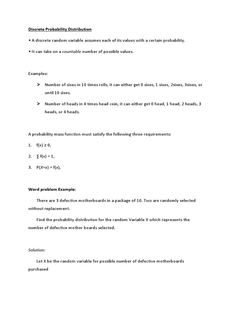 Discrete Probability Distribution | PDF | Probability Distribution ...