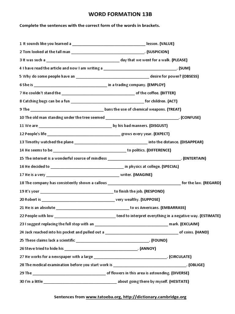 Word Formation 13b 101116 | PDF