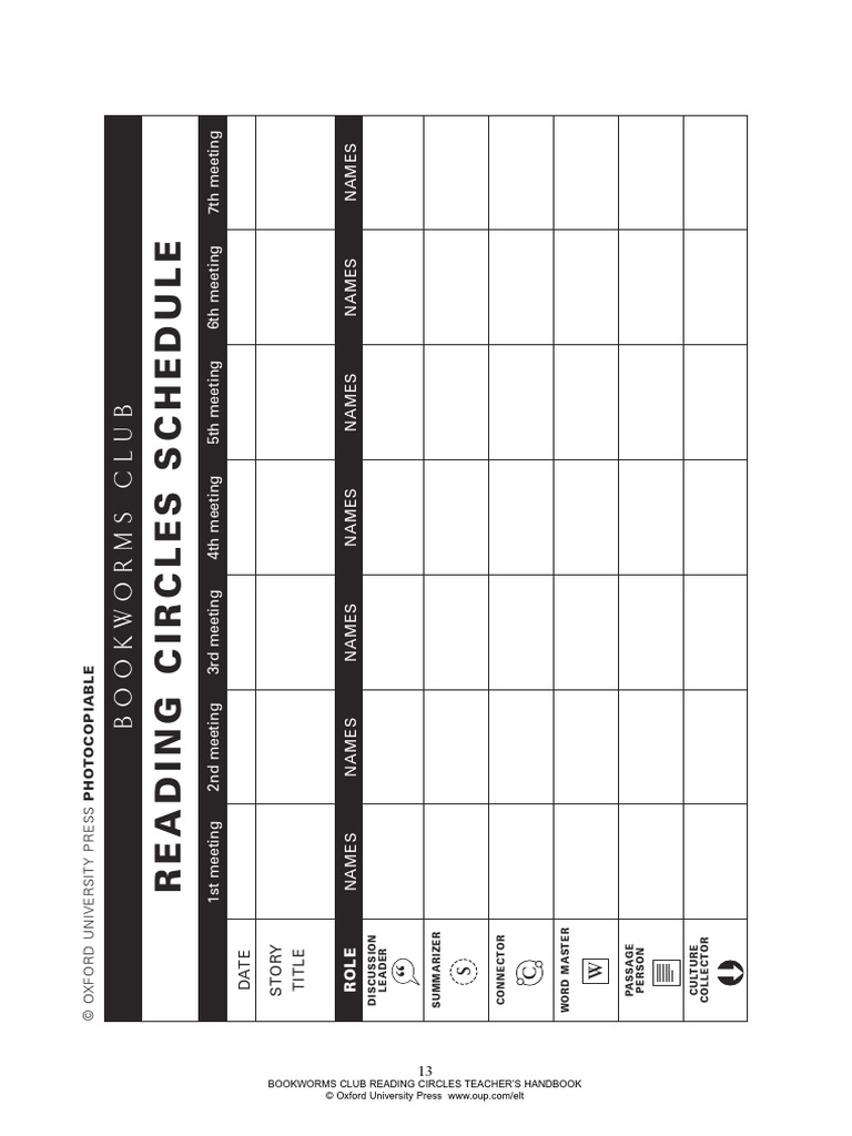 Reading Circle Role Sheet PDF | PDF | Languages | Language Arts ...