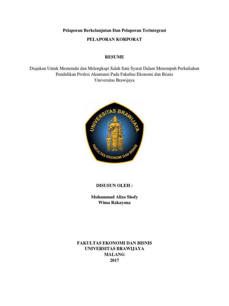 RESUME Pelaporan Berkelanjutan Dan Pelaporan Terintegrasi | PDF ...