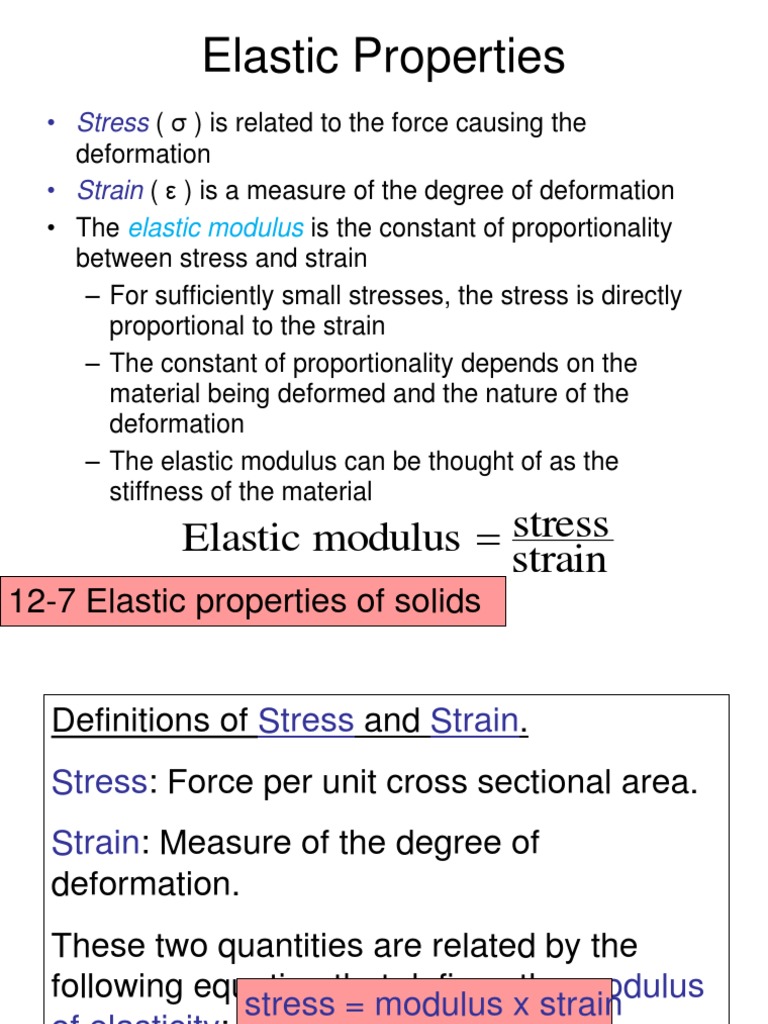 Elastic Properties.ppt | Elasticity (Physics) | Deformation (Mechanics)