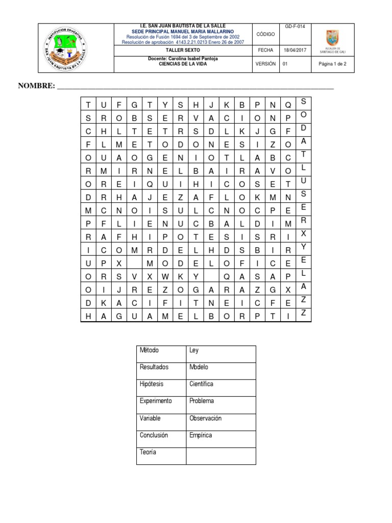 Sopa de Letras El Metodo Cientifico | PDF | Método científico | Verdad