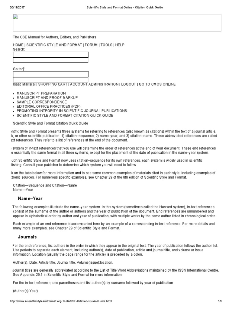 Scientific Style and Format Online - Citation Quick Guide | PDF ...