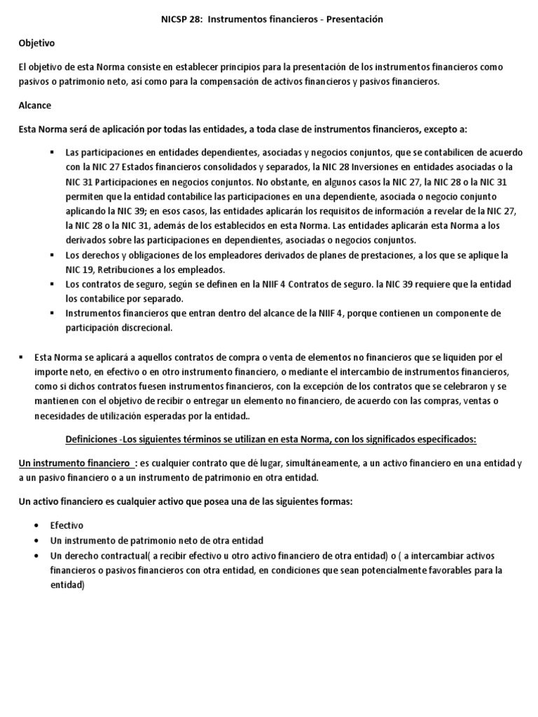 Nicsp 28 - Imprimirrr | PDF | normas internacionales de INFORMACION ...