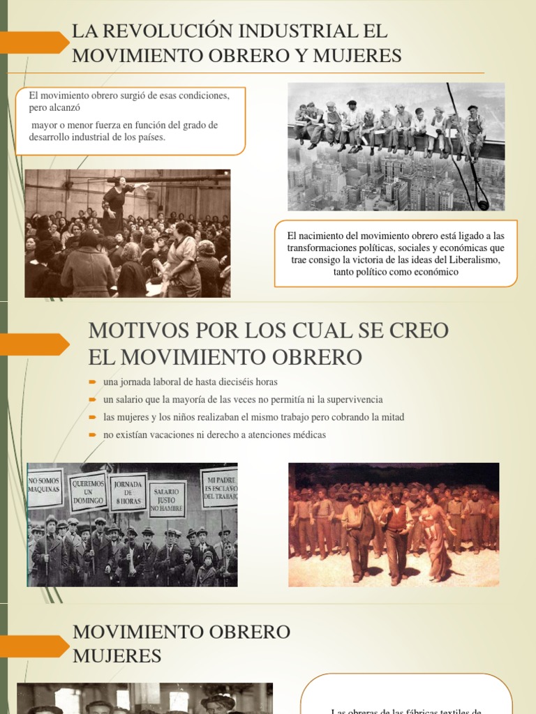 La Revolución Industrial El Movimiento Obrero y Mujeres | PDF