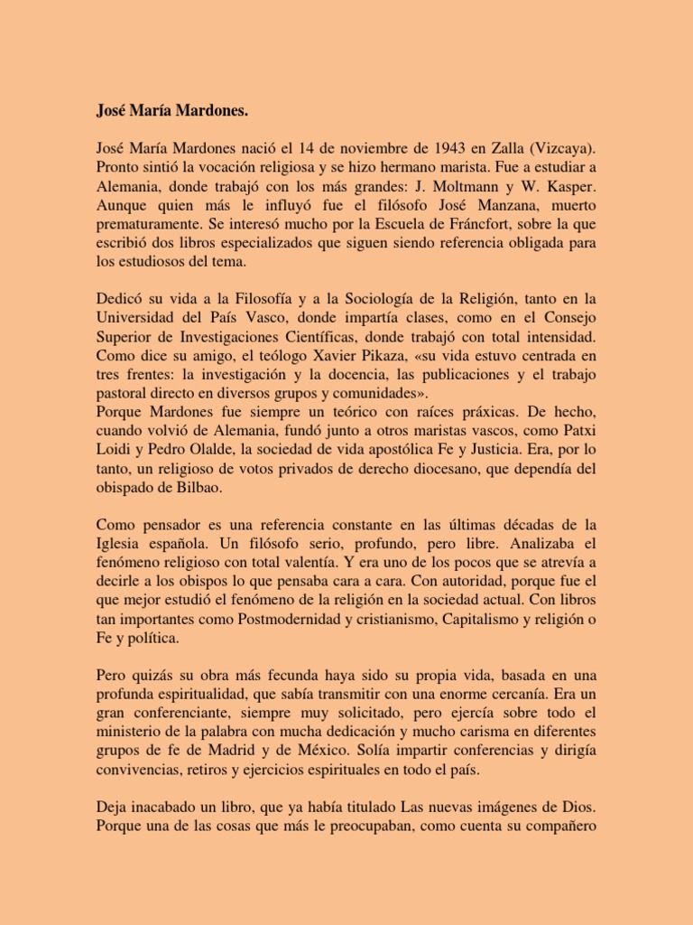 José María Mardones (1943-2006) (Hist - de Las Rel.) | PDF | Dios | Fe