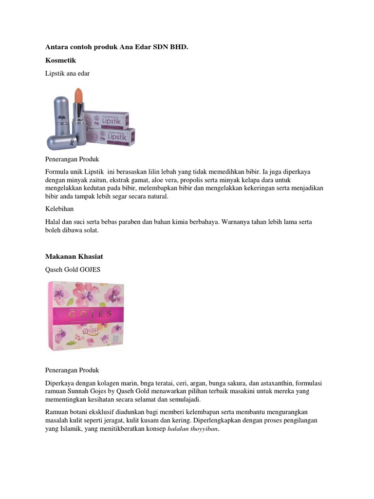 Antara Contoh Produk Ana Edar SDN BHD | PDF
