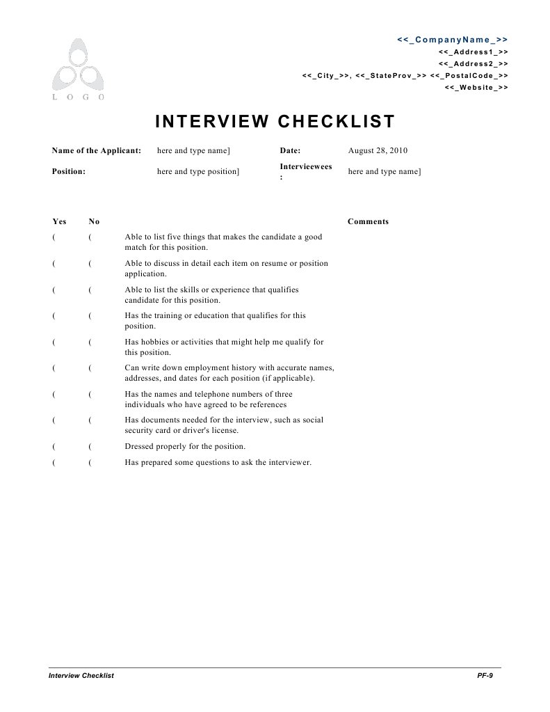 Interview Checklist | PDF