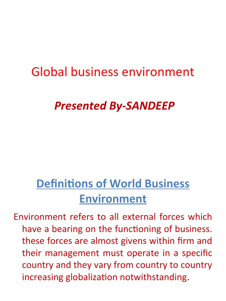 Global Business Environment | PDF | Franchising | Strategic Management