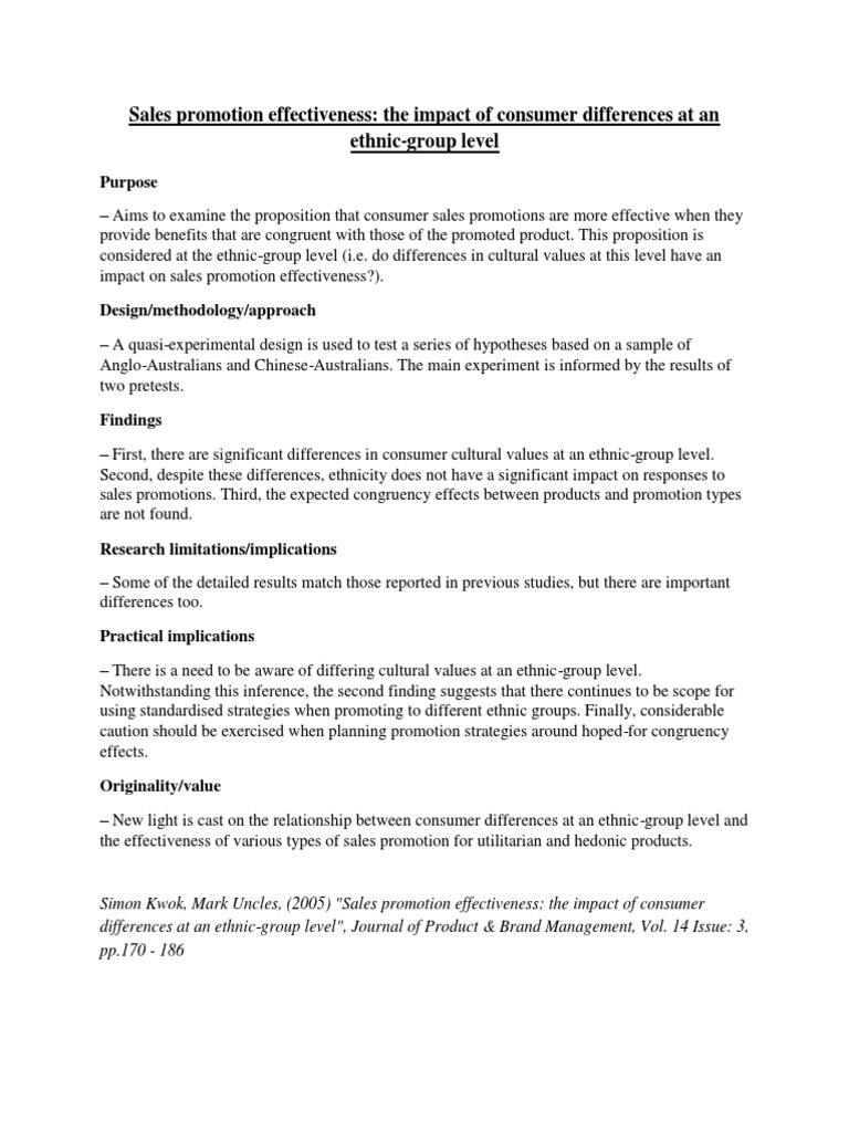 Sales Promotion Effectiveness | PDF | Retail | Sales