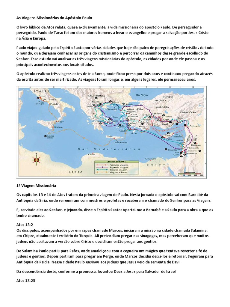 As Viagens Missionárias Do Apóstolo Paulo Com Mapa | PDF | Barnabé (Bíblia) | Apóstolo Paulo