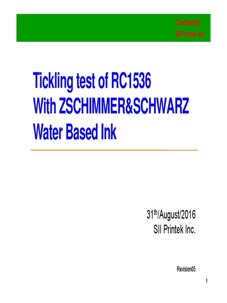 Tickling Test of RC1536 With Z&S Water Based Ink Rev05 | PDF | Applied ...