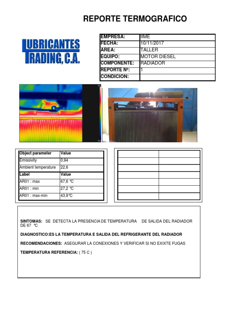 Informe Termográfico Motor Diesel | PDF | Ingeniería Química | Física ...