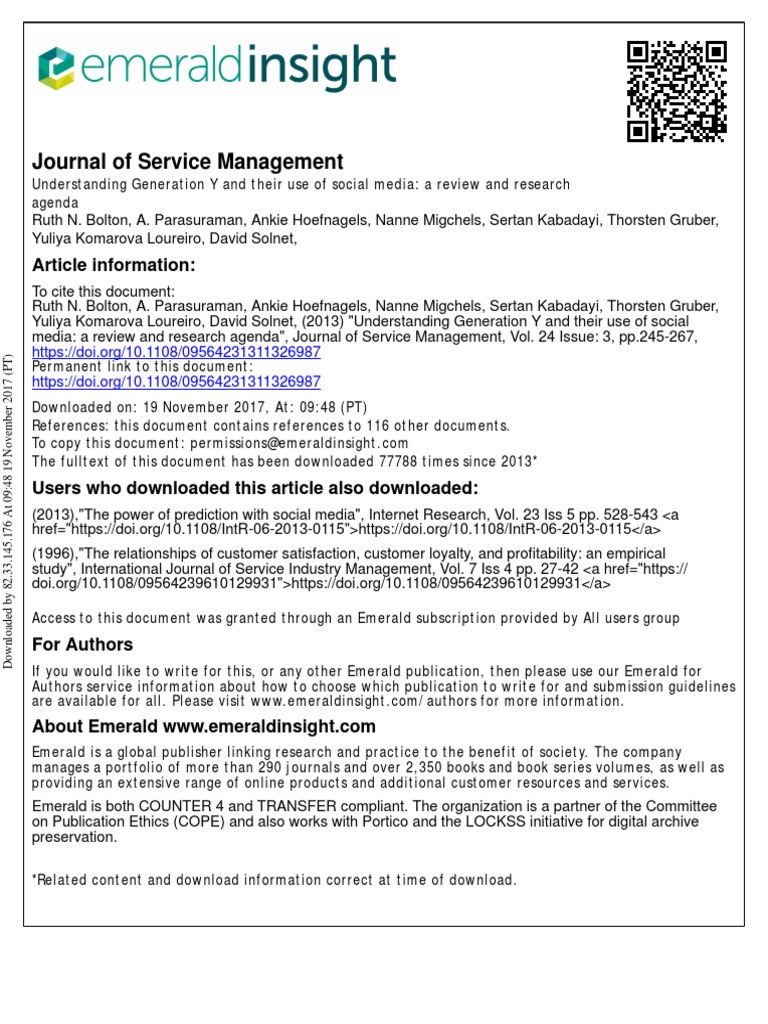 Understanding Generation Y and Their Use of Social Media A Review and ...