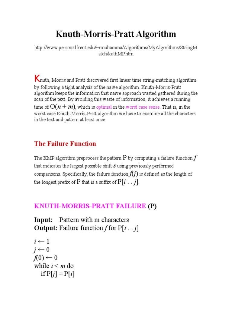 Knuth-Morris-Pratt Algorithm KENT | PDF | Discrete Mathematics ...