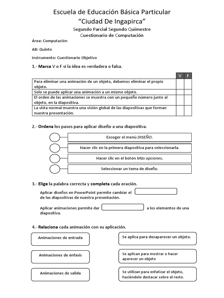 Cuestionario de Computación | PDF | Microsoft PowerPoint | Point and Click