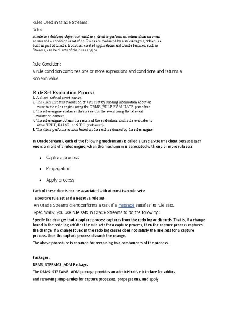 Oracle Rules Engine in Streams | PDF | Software Engineering | Areas Of ...