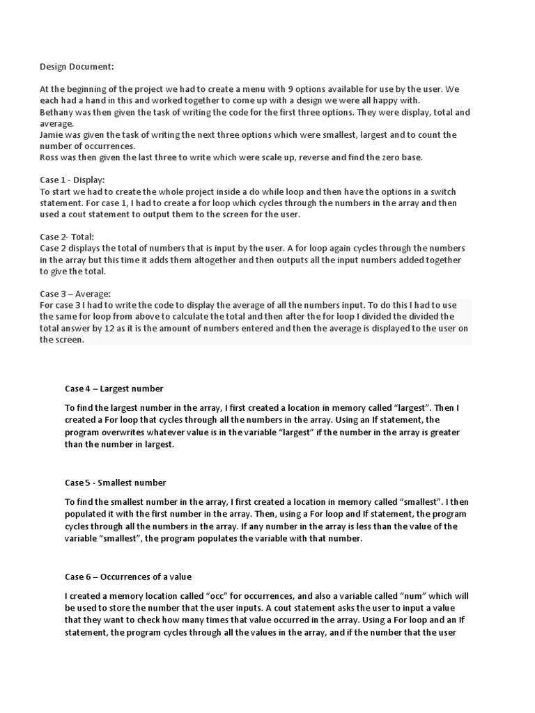 Design Document | PDF | Array Data Structure | Software Engineering